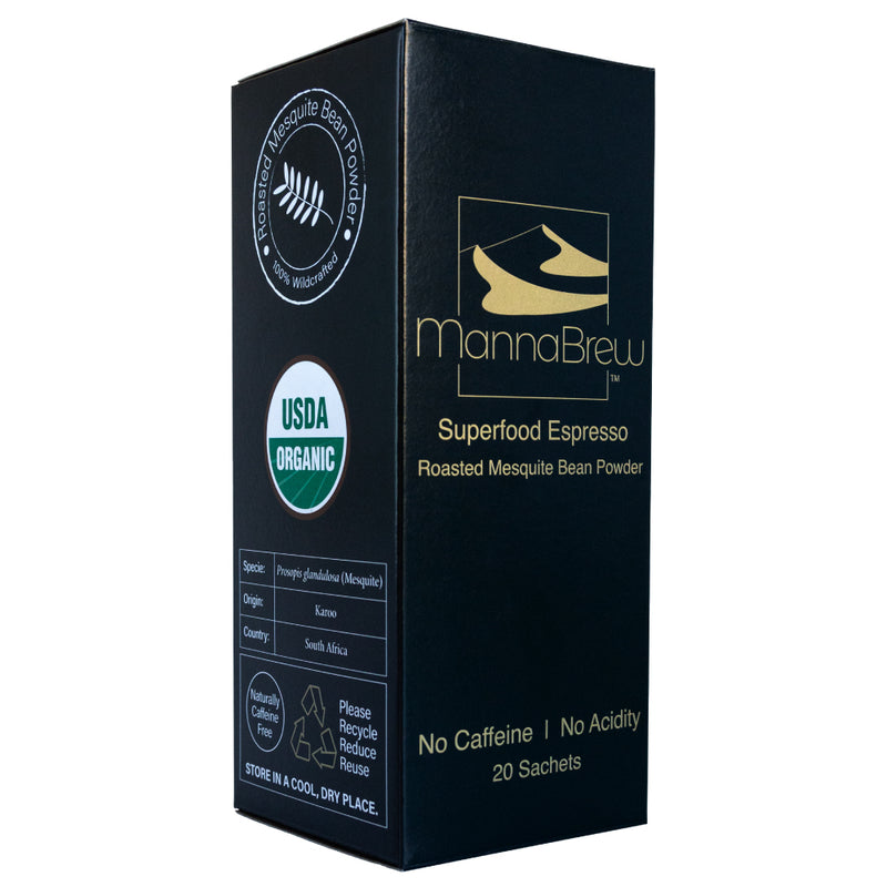 MannaBrew - Mesquite seedpod "coffee" – 20 Sachets (like tea bag) - ma ...